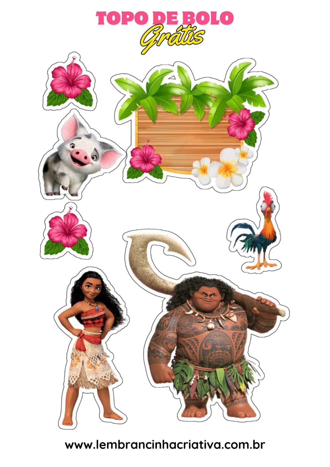 Topo de Bolo Moana - lembrancinhacriativa.com.br